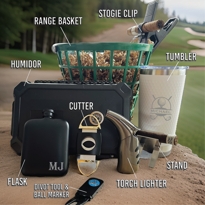 Cigar & Golf Gift Basket - Personalized 7-Piece Set – Groovy Cigars
