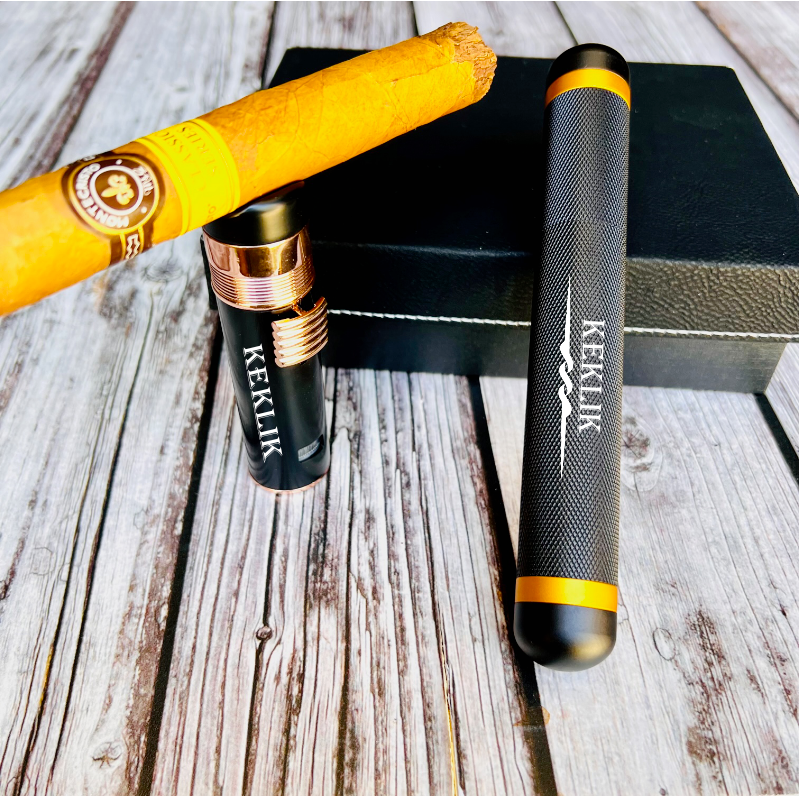 Personalized Cigar Gift Set, Cigar Holder and Custom Cigar Lighter ...