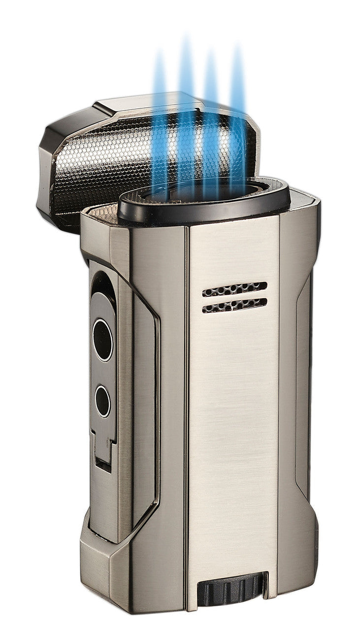 Silver Quad Flame Torch Lighter - Groovy Cigars