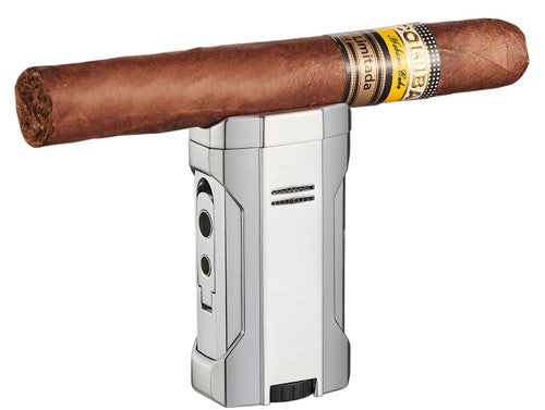 Silver Quad Flame Torch Lighter - Groovy Cigars