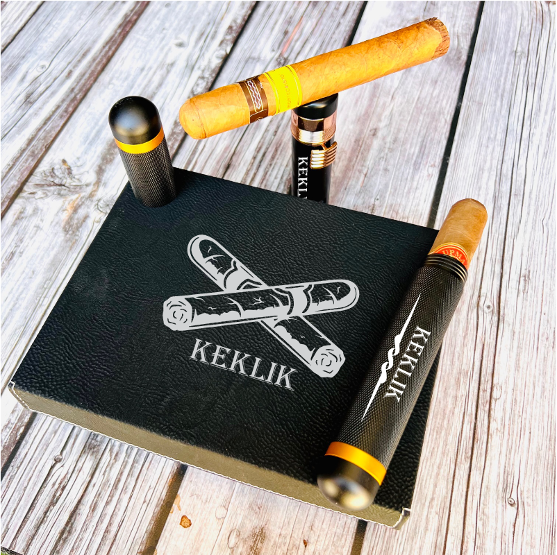 Personalized Cigar Gift Set, Cigar Holder and Custom Cigar Lighter ...